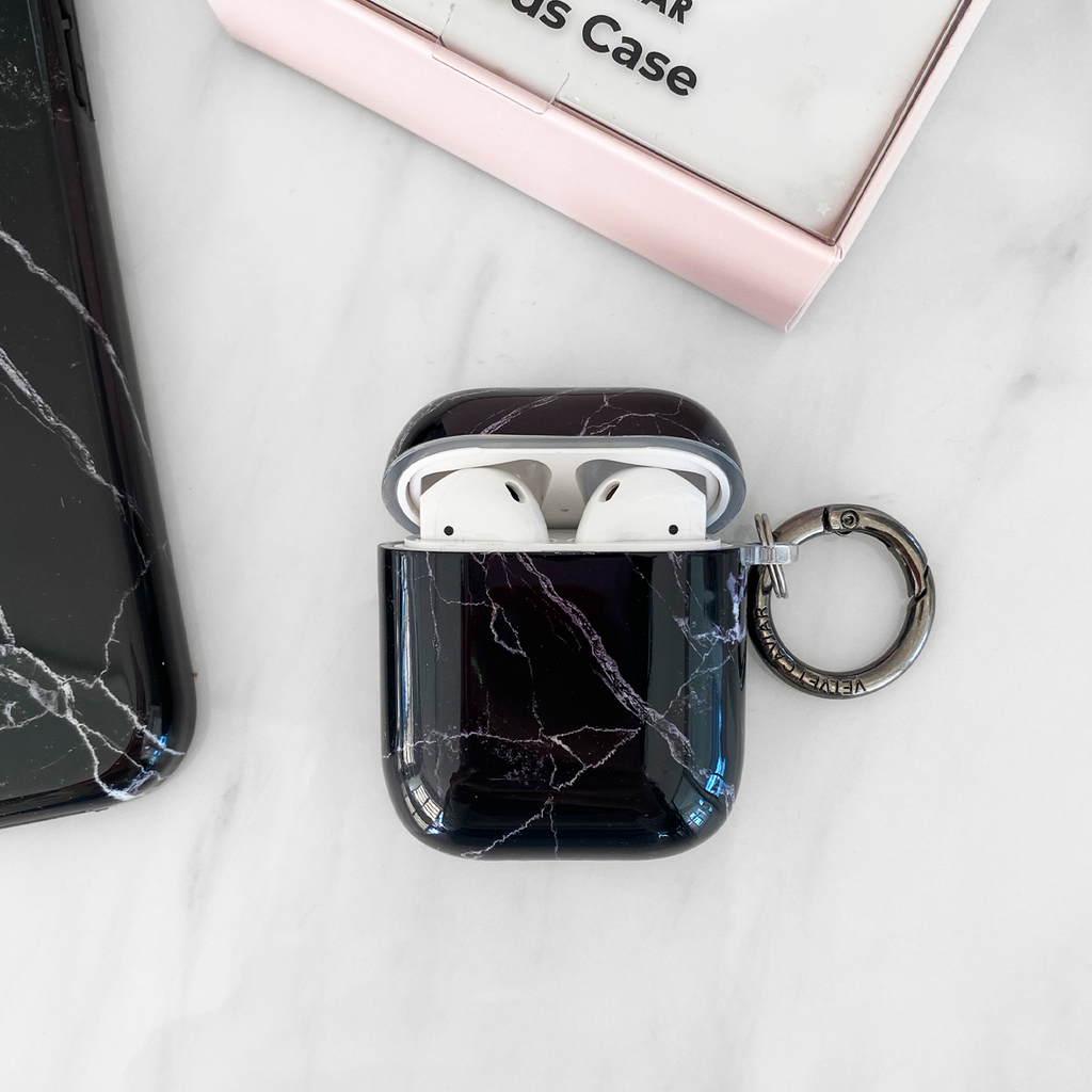Black Marble Airpods Case – VelvetCaviar.com