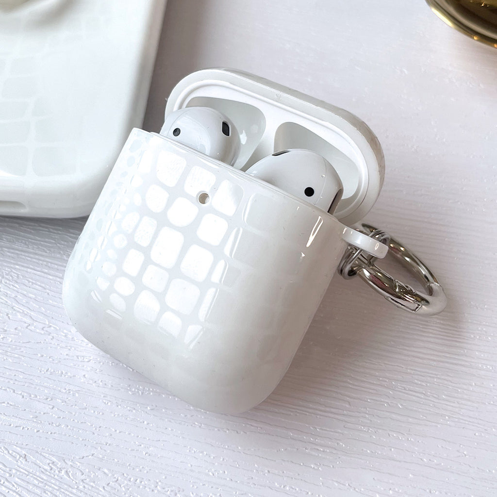 White Croc AirPod Case – VelvetCaviar.com