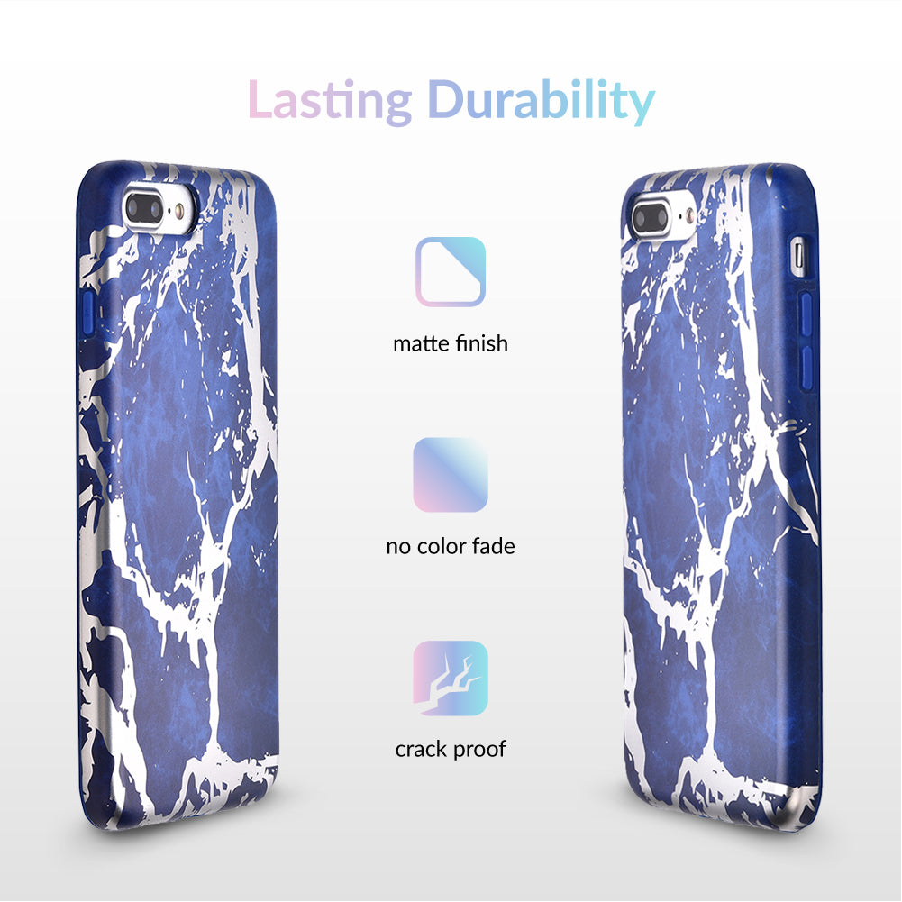Navy Blue Marble Silver Chrome iPhone Case – VelvetCaviar.com